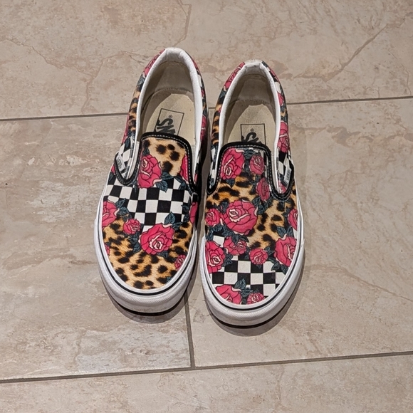 Vans | Shoes | Vans Discontinued Checkerboard Slip On Rose Animal ...